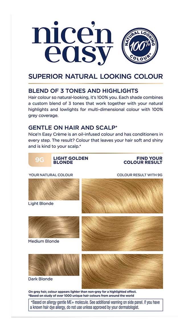 Nice N Easy Creme Permanent Color 9G Light Golden Blonde | Clairol ...