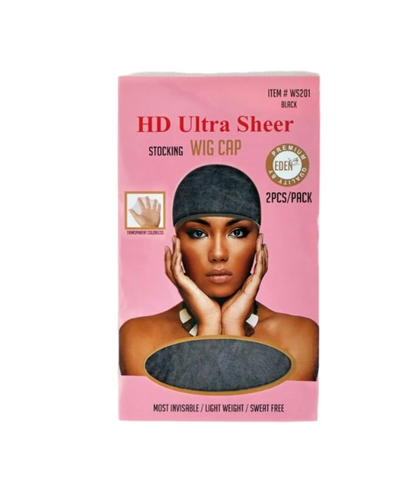 Eden HD Ultra Sheer Stocking Wig Cap WS201 Black | Eden Ac