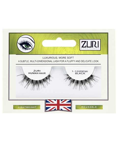 Zuri Human Hair Eyelashes 1 120DEMI Black | Zuri Eyelashes